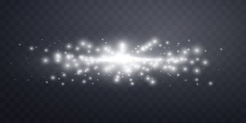 Silver Horizontal Lensflare. Light Flash with Rays or Spotlight and ...