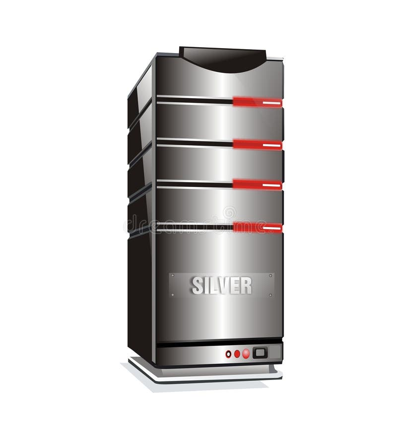 Silver Hosting Server Tower Stock Vector - Illustration of server ...