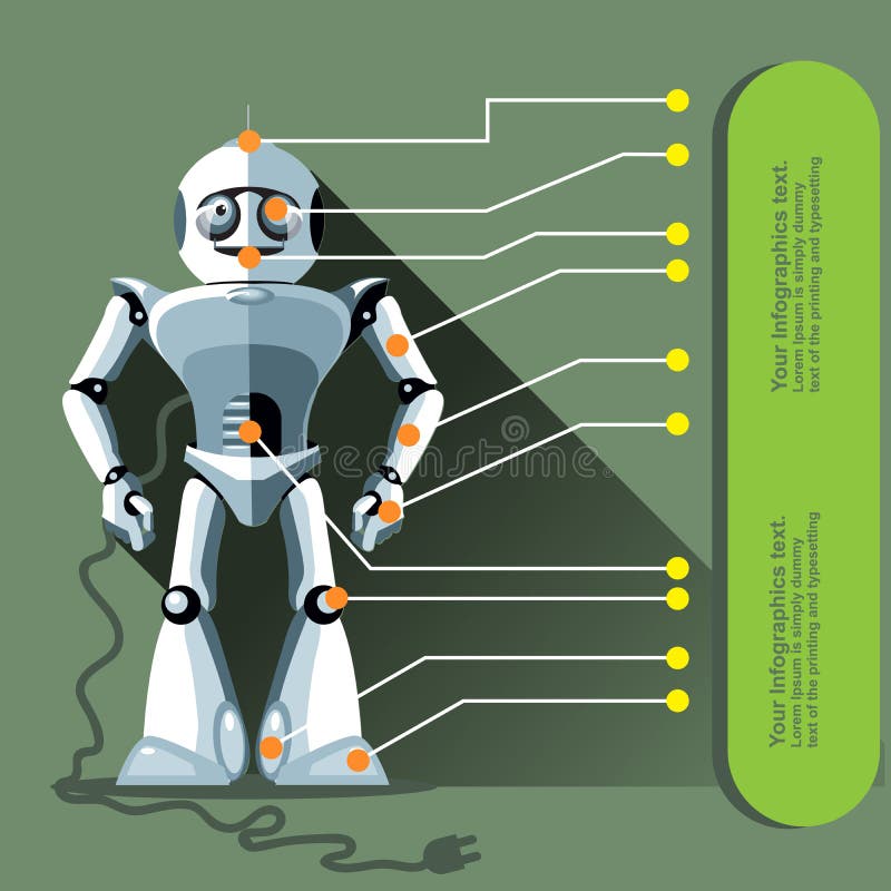 Silver Humanoid Robot Displayed As an Infographic Stock Vector ...