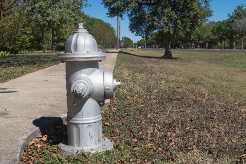 A silver hydrant and trees stock photo. Image of grass - 79403562