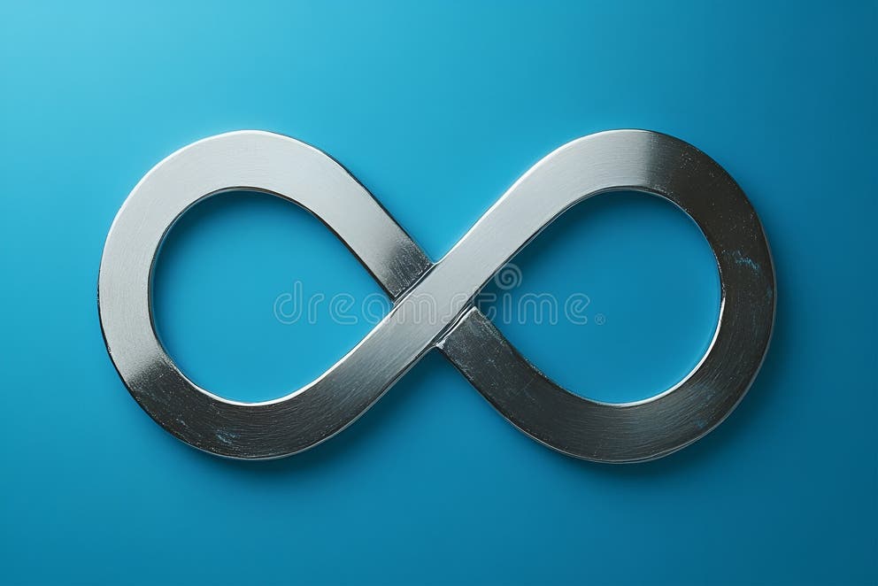 Silver Infinity Sign on a Blue Background. Stock Illustration ...