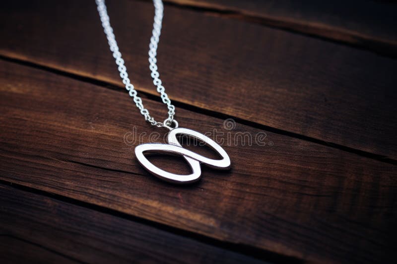 A Silver Infinity Sign Necklace on a Dark Wooden Table Stock Image ...