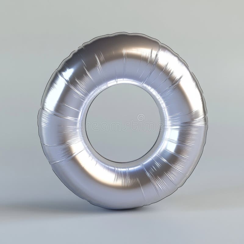 Silver Inflatable Ring on Neutral Background Highlighting Shiny ...