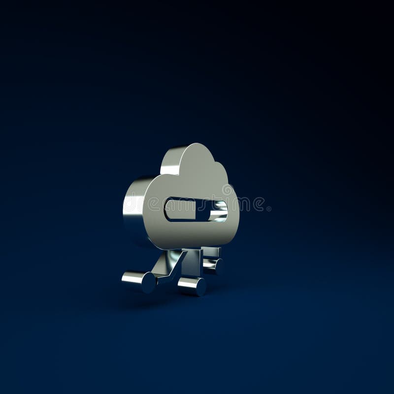 Silver Internet of Things Icon Isolated on Blue Background. Cloud ...