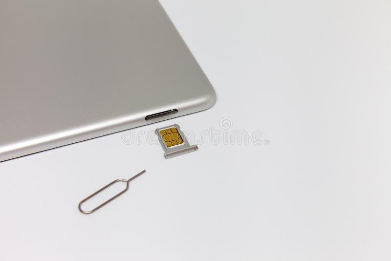 Silver Inverted Tablet. the SIM Card Tray is Open. Stock Image - Image ...