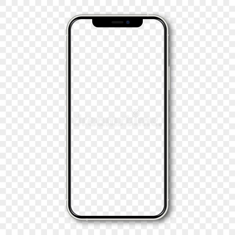 Silver Iphone Mockup with Blank Screen and Shadow Stock Vector ...