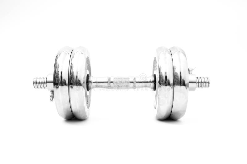 Silver Iron Dumbbell Isolated on White Stock Photo - Image of equipment ...