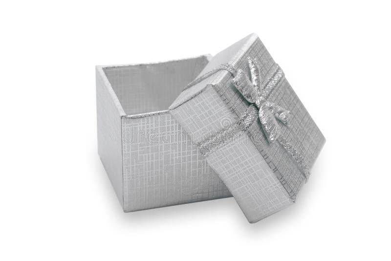 Silver Jewelry Box Decorated with Bow Ribbon Stock Image - Image of ...
