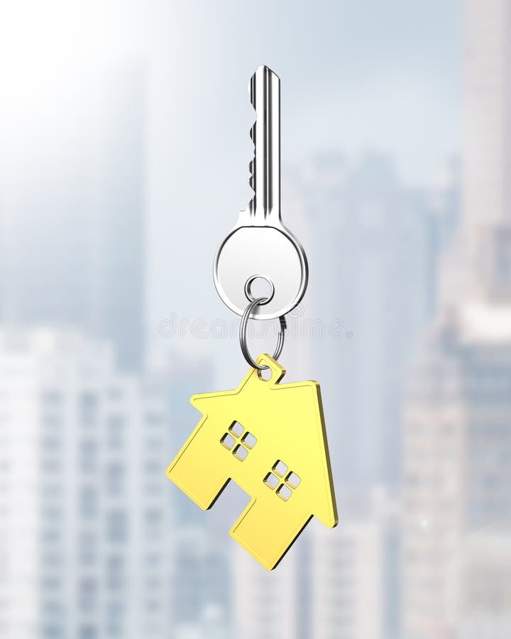 Silver Key with House Shape Key Ring Stock Photo - Image of investment ...