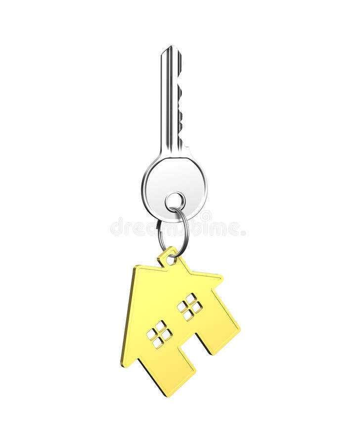 Silver Key with House Shape Key Ring Stock Illustration - Illustration ...