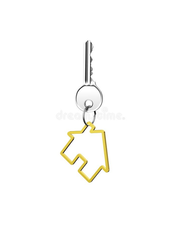 Silver Key with House Shape Key Ring Stock Illustration - Illustration ...