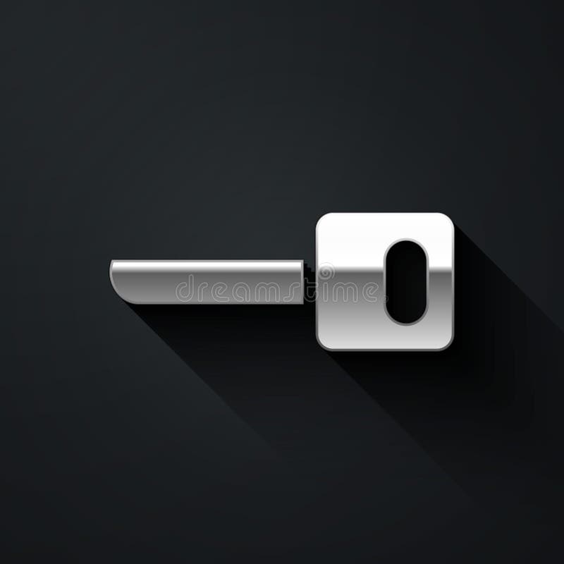 Silver Key Icon Isolated on Black Background. Long Shadow Style Stock ...