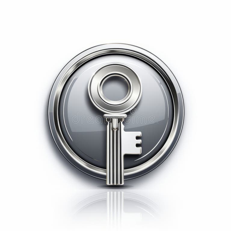 A Silver Key Icon on a White Background Stock Illustration ...