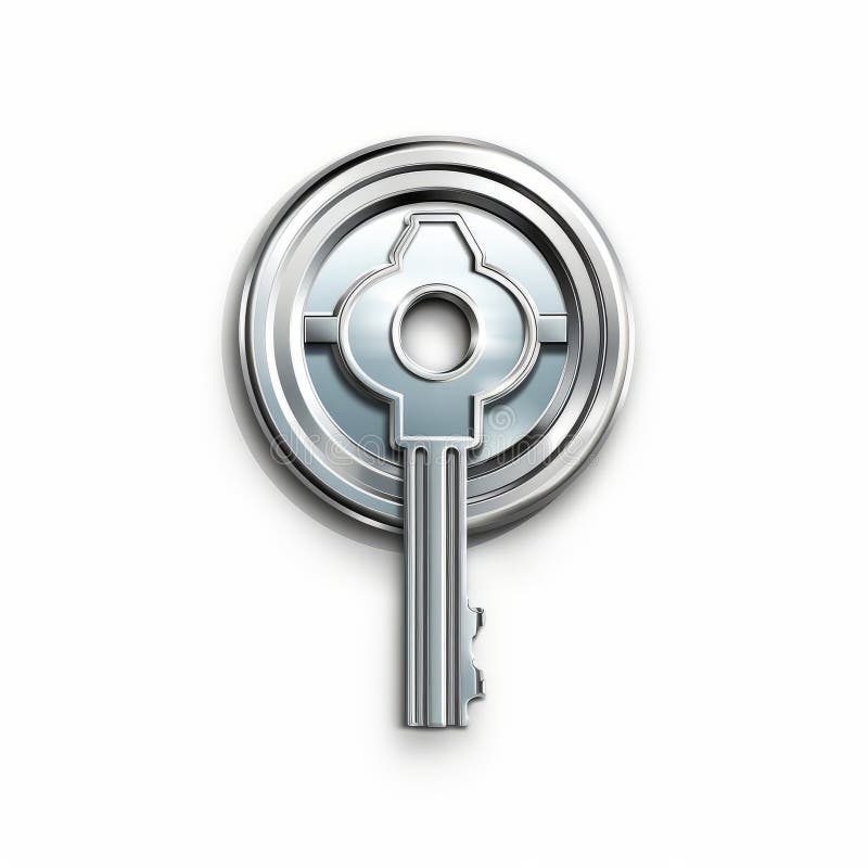 A Silver Key is Shown in Front of a White Background Stock Illustration ...