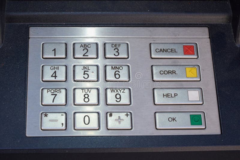 Silver Keypad of Bank Automat Stock Image - Image of security, screen ...