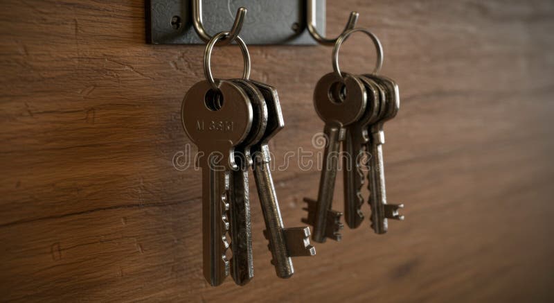 Silver Keys on Wooden Wall Hook Stock Illustration - Illustration of ...