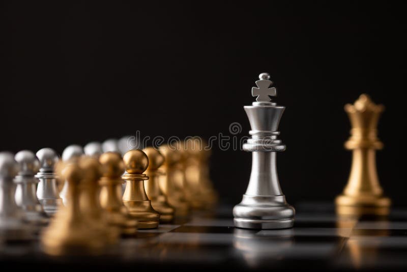 The Gold Queen Chess Set on Board is Located Stock Image - Image of ...