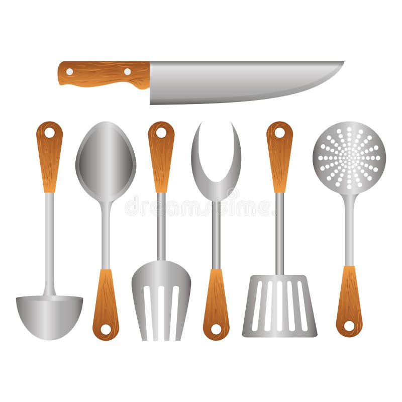 Silver Kitchen Tools Icon Image Stock Illustration - Illustration of ...
