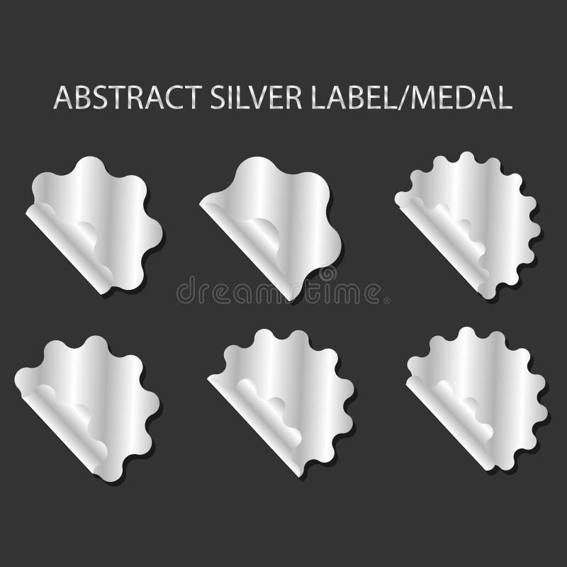 Silver Label Medal Shiny Collections Isolated Stock Illustration ...