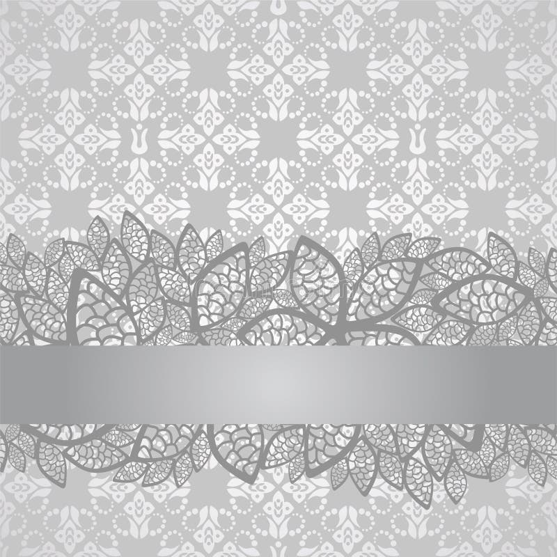 Silver Lace Border on Floral Silver Wallpaper Stock Vector ...