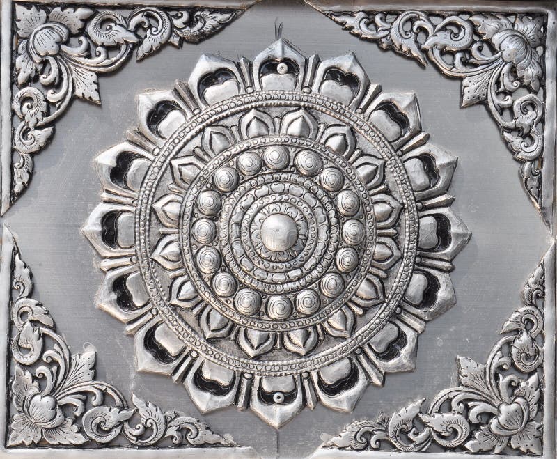 Silver Lacquer Show Flower Art. Stock Photo - Image of craft, detail ...