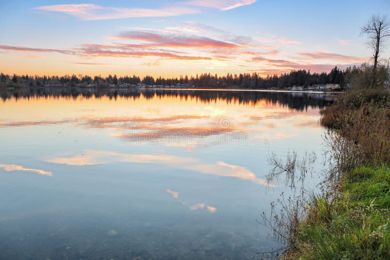 Silver Lake stock image. Image of sunset, lake, mukilteo - 96317245