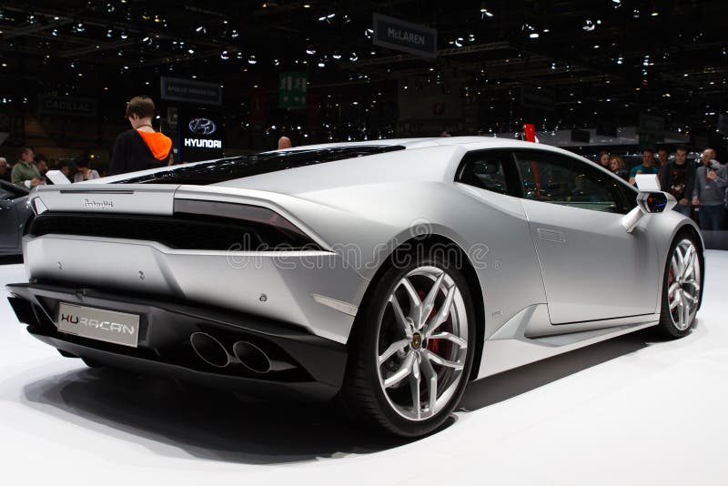 Silver Lamborghini Huracan Geneva Motor Show 2015 Editorial Photo ...