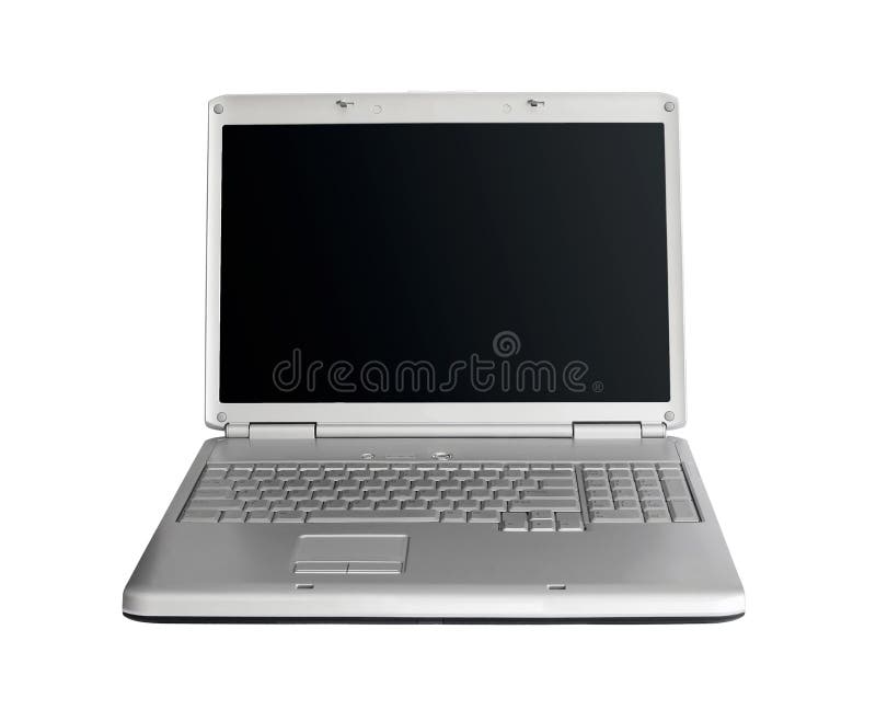 New Silver Laptop in Aluminum Isolated on White. Stock Photo - Image of ...