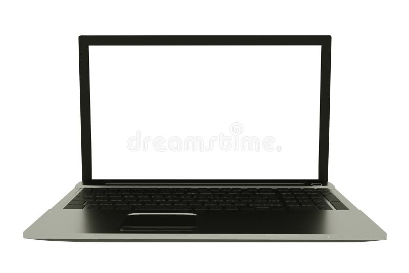 Laptop with Blank Computer Screen. Front View Mockup. Stock ...
