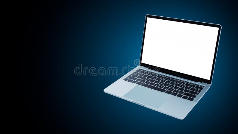 Silver Laptop with Blank White Screen. Concepts for Advertising and ...