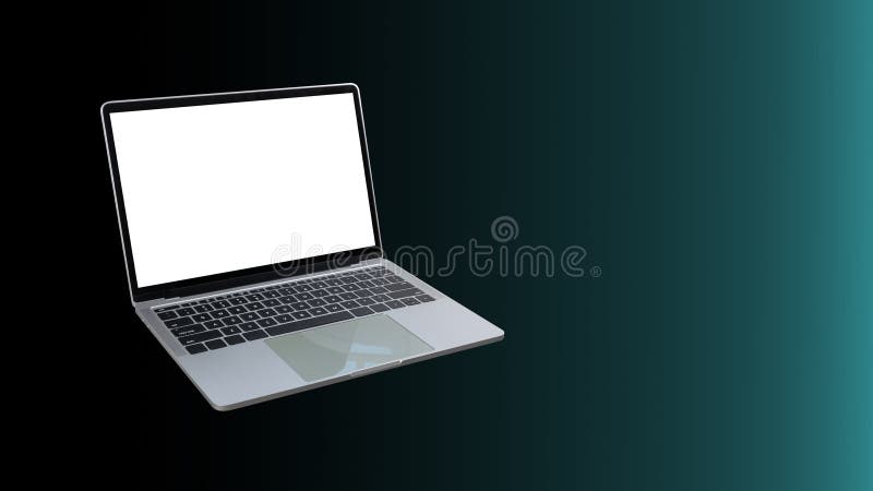 Silver Laptop with Blank White Screen, Concepts for Advertising and ...