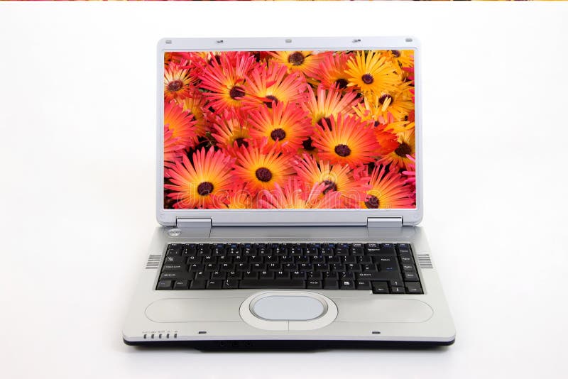 New Silver Laptop in Aluminum Isolated on White. Stock Photo - Image of ...