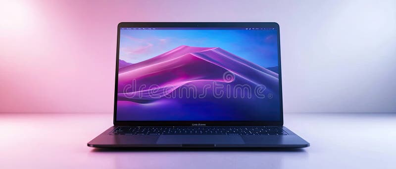 Laptop Computer with a Blue and Purple Gradient Desktop Background ...