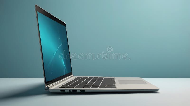 Silver Laptop Computer Open Screen Modern Workspace Office Environment ...