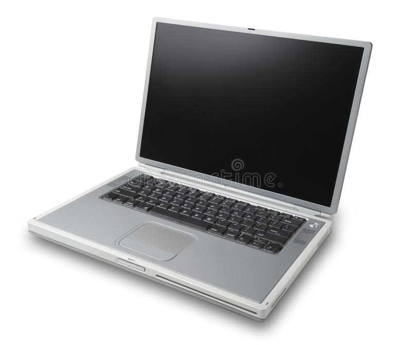 New Silver Laptop in Aluminum Isolated on White. Stock Photo - Image of ...