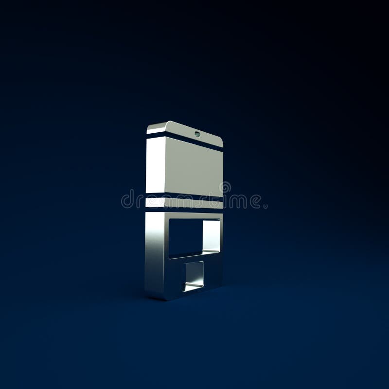 Silver Laptop Icon Isolated on Blue Background. Computer Notebook with ...