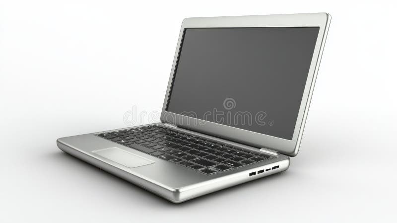 Silver Laptop on White Background Stock Illustration - Illustration of ...