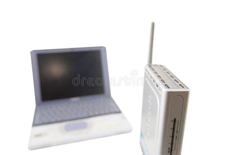 Silver Laptop and Wireless Router Stock Image - Image of wireless, work ...