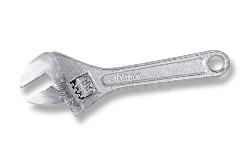 Silver Large Adjustable Wrench Isolated with Clipping Path Stock Photo ...