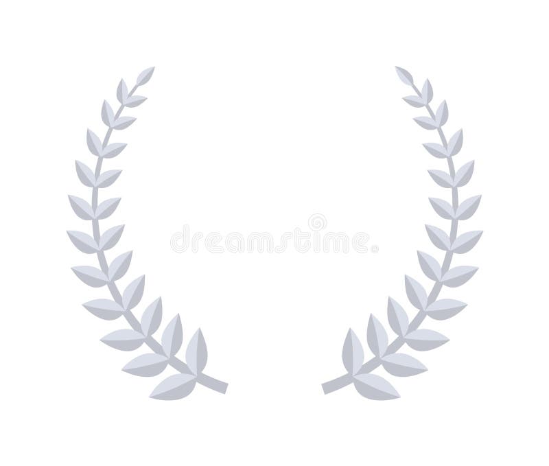 Silver Laurel Leaf Wreath Award Isolated on White Stock Vector ...