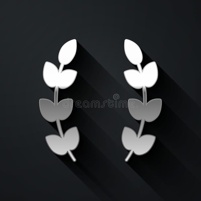 Silver Laurel Wreath Icon Isolated on Black Background. Triumph Symbol ...
