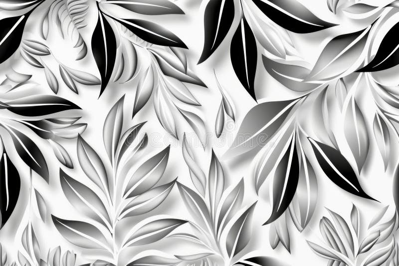 Silver Leaves Art Deco Pattern. Generative AI Stock Illustration ...