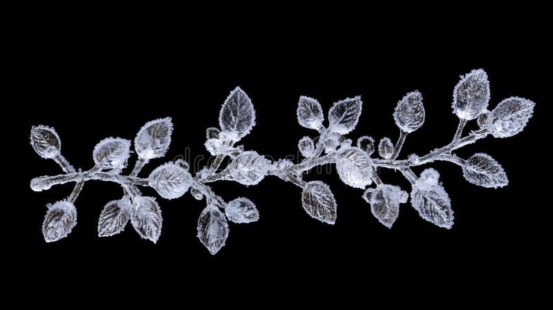 Silver Leaves Branch on Black Background Stock Illustration ...