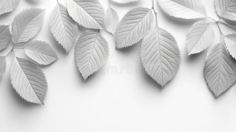 Silver Leaves on White Background Stock Illustration - Illustration of ...
