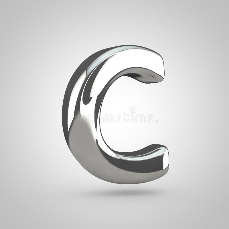 Silver Letter N Uppercase Isolated on White Background Stock ...