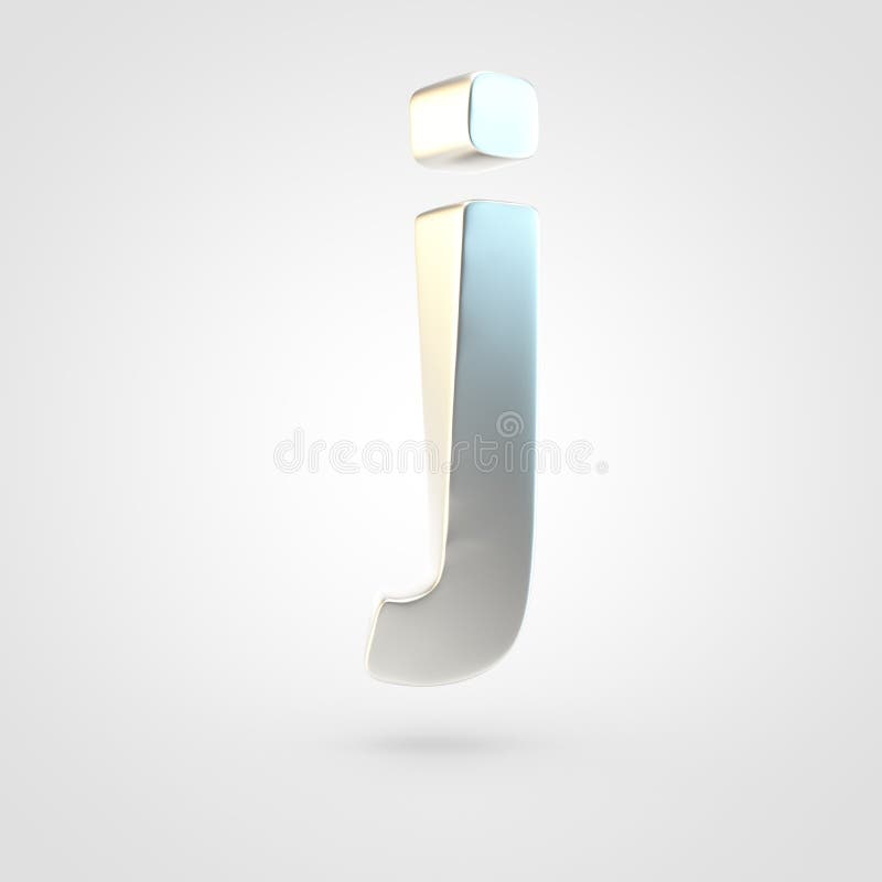 3D Rendered Silver Letter J Lowercase Isolated on White Background ...