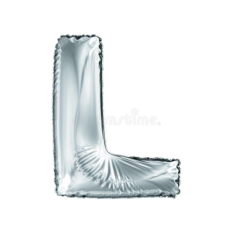 Silver Letter V Made of Inflatable Balloon Isolated on White Background ...