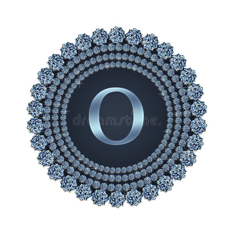 Silver Letter "O" in Gemstone Embedded Jewel Frame Stock Illustration ...