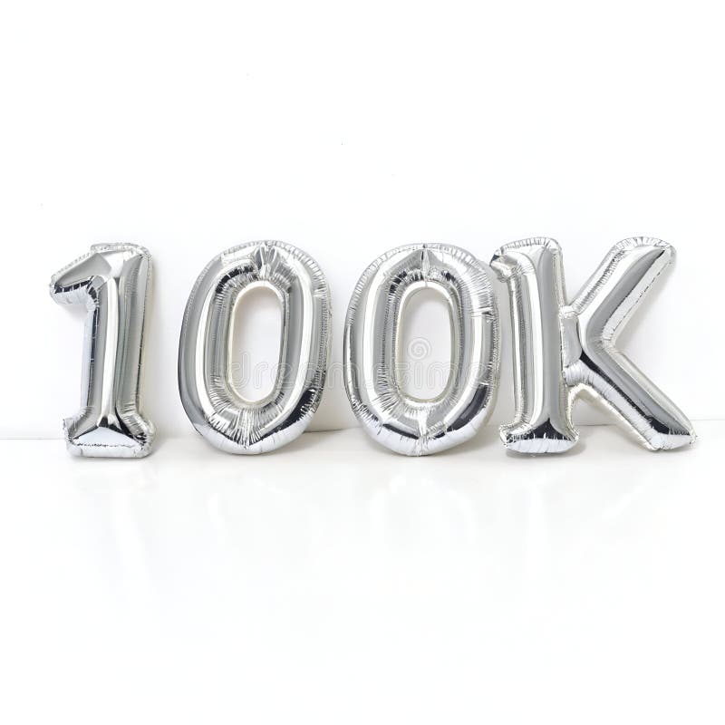 Silver Letters 100K stock illustration. Illustration of success - 356395880