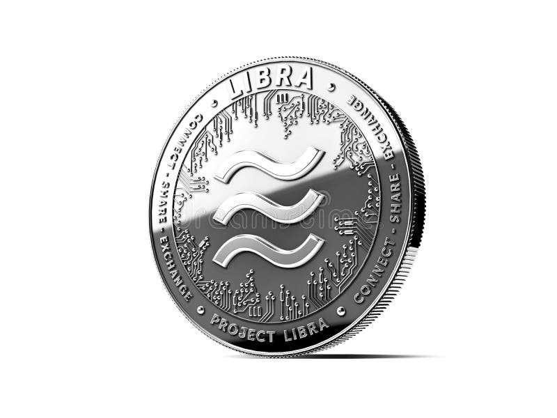 Silver Libra Cryptocurrency Concept Coin Isolated on White Background ...